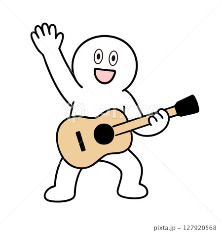 Stick Figure Playing Guitar Abstract Sketch Of A Smiling Stick Figure
